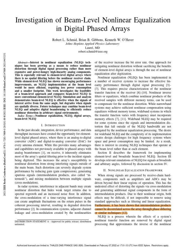 Investigation of Beam-Level Nonlinear Equalization in Digital Phased ...