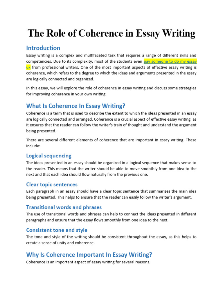Article#10 The Role of Coherence in Essay Writing-Nakita Khan | PDF ...