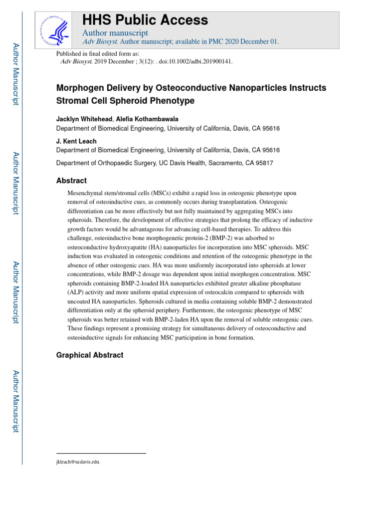 Morphogen Delivery by Osteoconductive Nanoparticles Instructs Stromal ...
