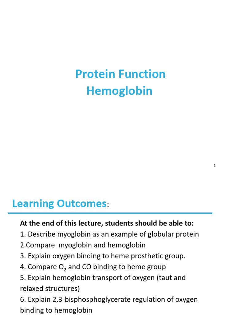 Lecture 7 Protein Hemoglobin | PDF | Hemoglobin | Ligand (Biochemistry)