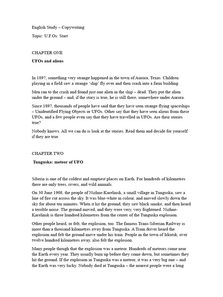 English Study - Copyright UFOs Book | PDF | Unidentified Flying Object