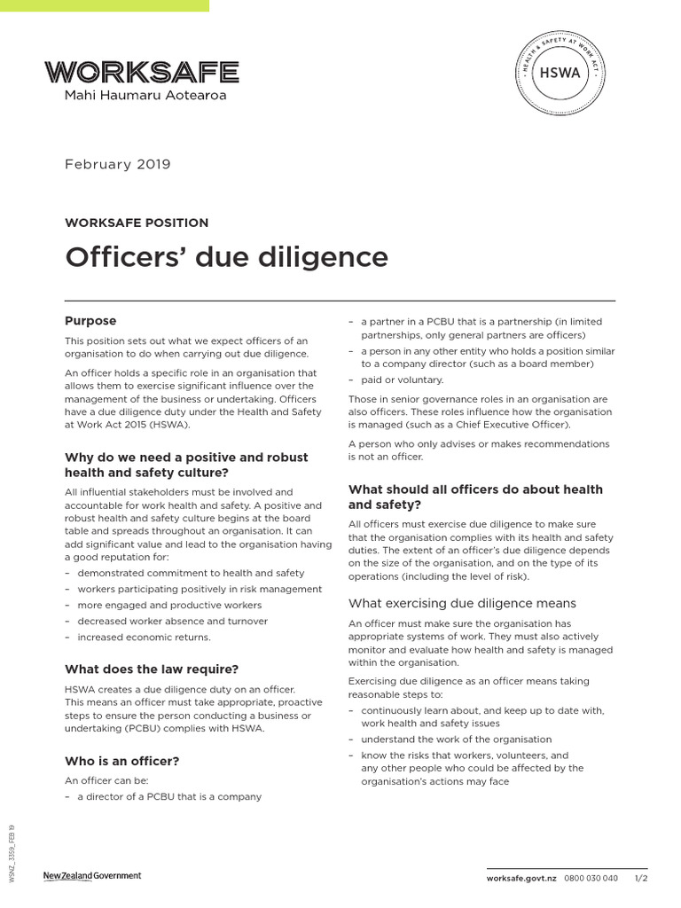 1058WKS-11-position-Officers-Due-Diligence | PDF | Due Diligence | Occupational Safety And Health