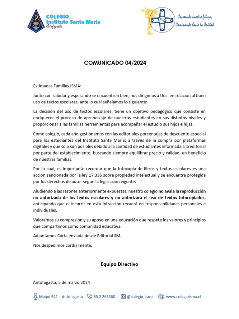 Comunicado 05-2024 - Textos Escolares | PDF | Infracción de copyright | Publicación
