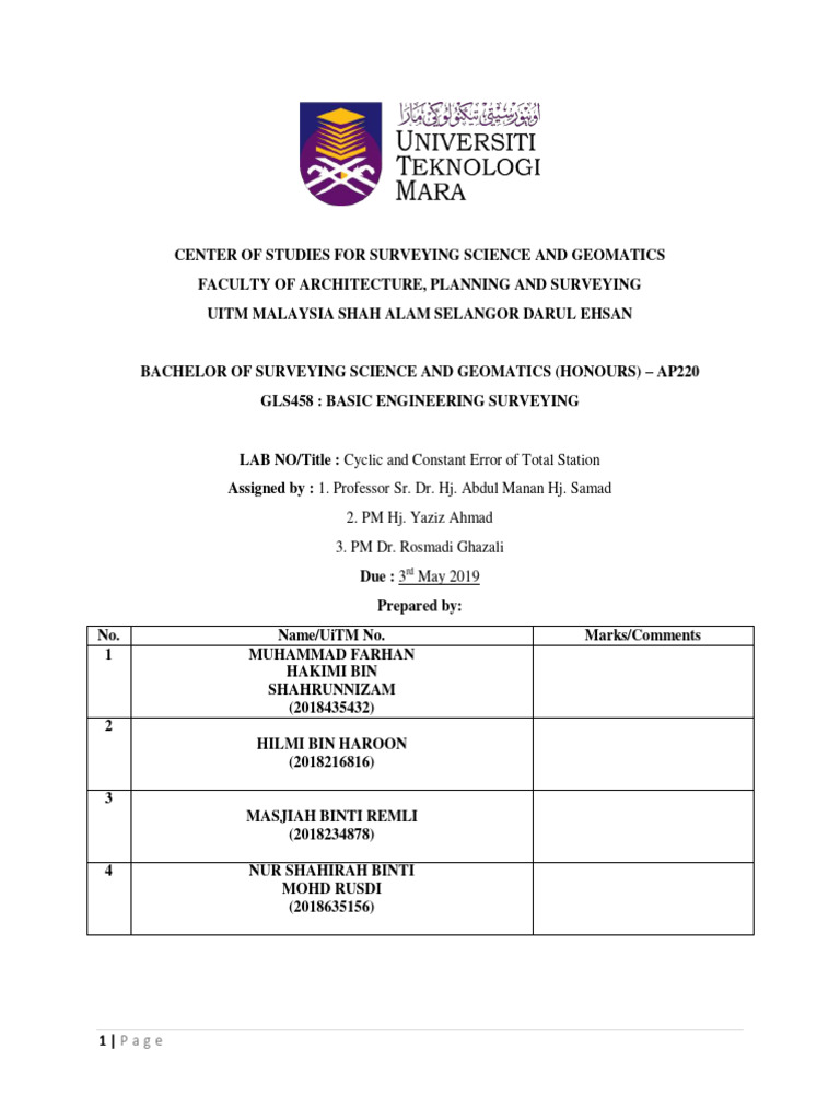 Total Station Error Analysis Report | PDF | Surveying | Metrology