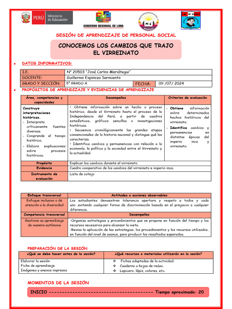 Sesion 2 - Personal Social | PDF | Nueva españa | Perú Sesion 2 - Personal Social | PDF | Nueva españa | Perú