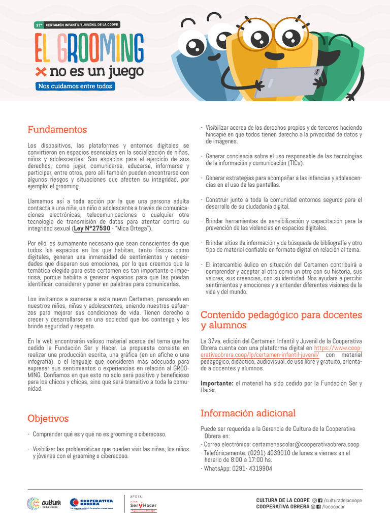 Certamen Infantil: Prevención del Grooming | PDF | Infografia