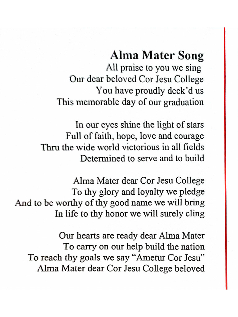 CJC Alma Mater Song | PDF