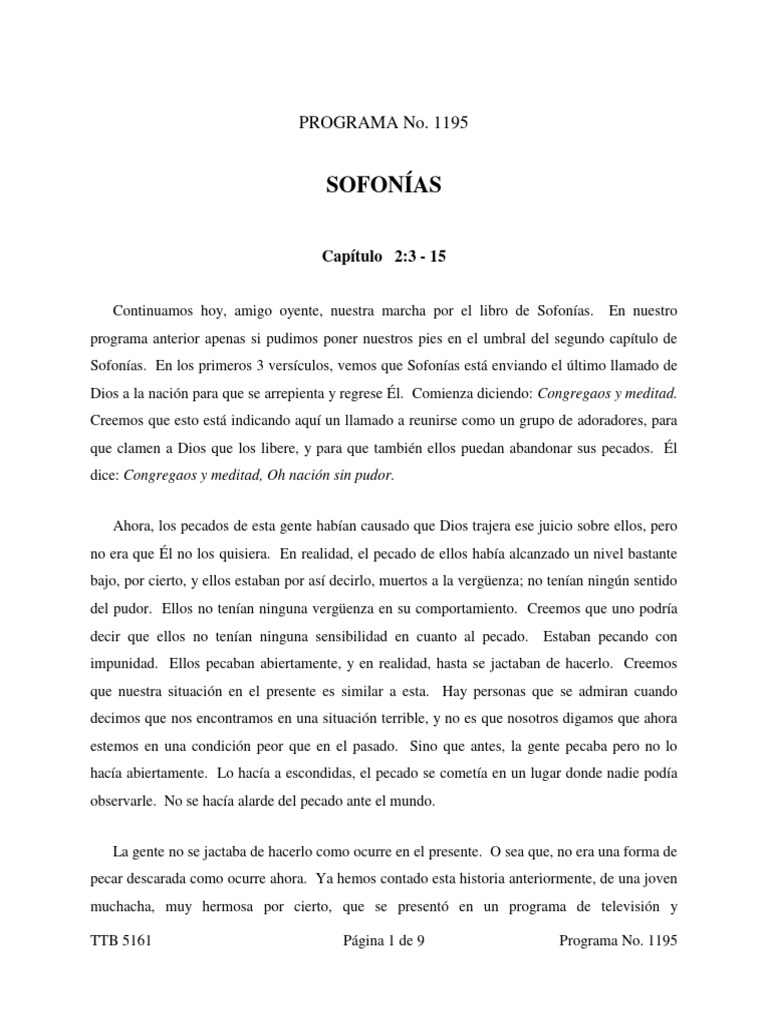 Sofonías 2,3-15 | PDF | Filisteos | Pecado