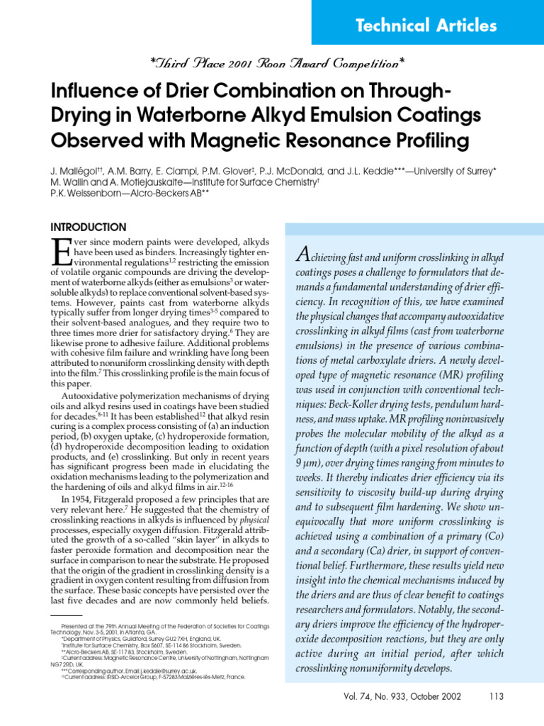 2002 Imp Influence of Drier Combination On ThroughDrying in Waterborne ...