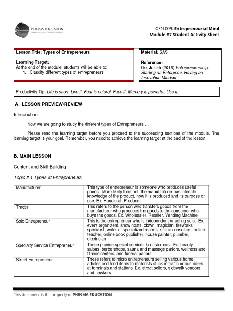 GEN 009 Module 7 SAS | PDF | Entrepreneurship | Franchising