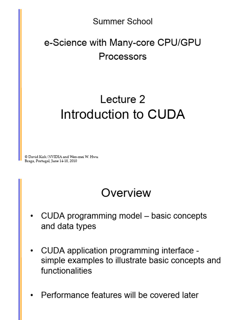 Lecture2 Cuda Basic 2010 Pdf Graphics Processing Unit Thread Computing