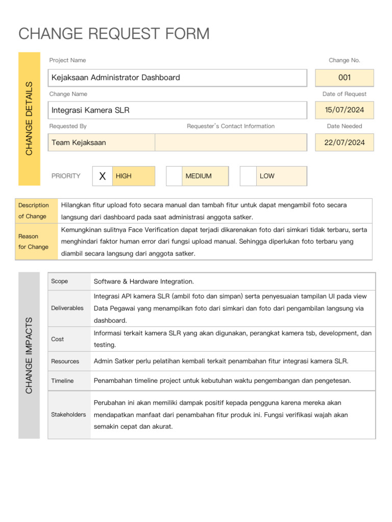 IC Change Request Form Example - WORD | PDF | Komputer