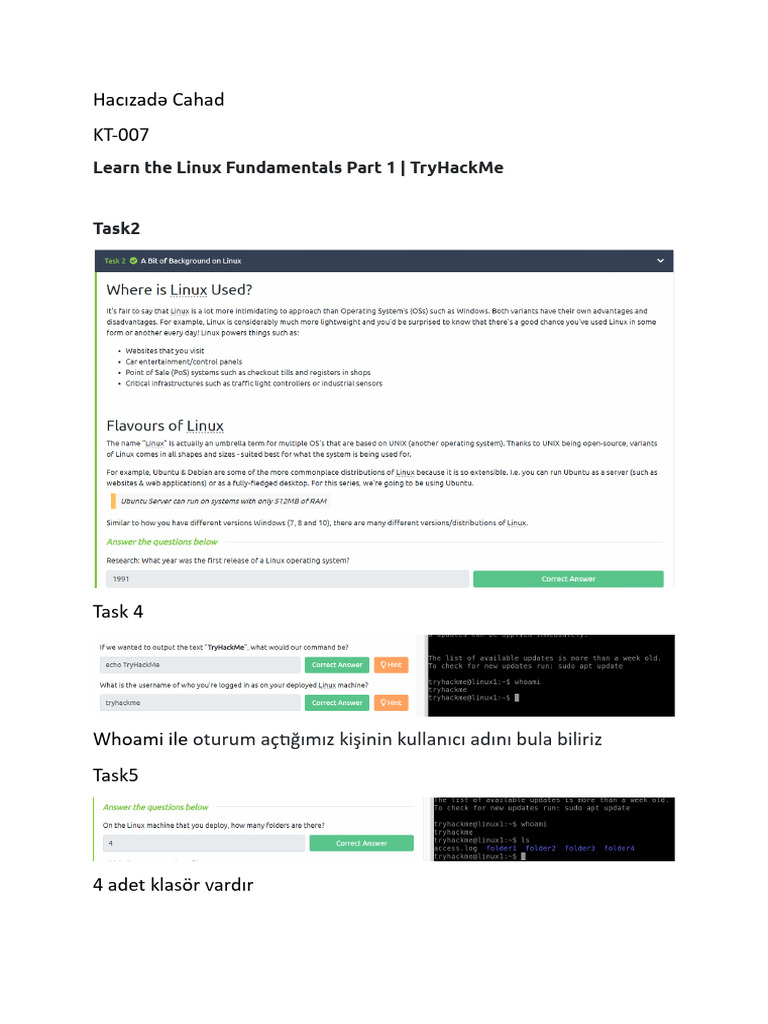 Learn The Linux Fundamentals Part 1 - TryHackMe | PDF