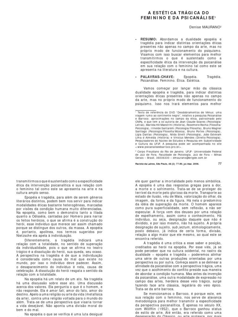 A Estetica Tragica Do Feminino e Da Psic | PDF | Herói