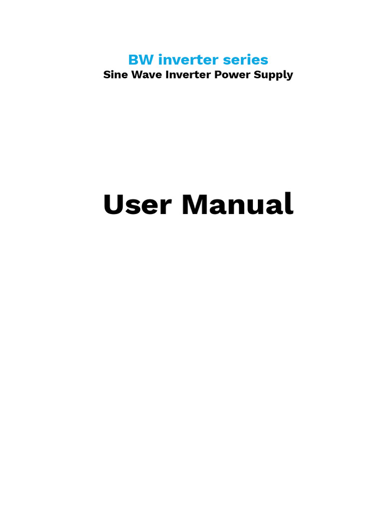 DWE BW Series Inverter User Manual | PDF | Power Inverter | Power Supply