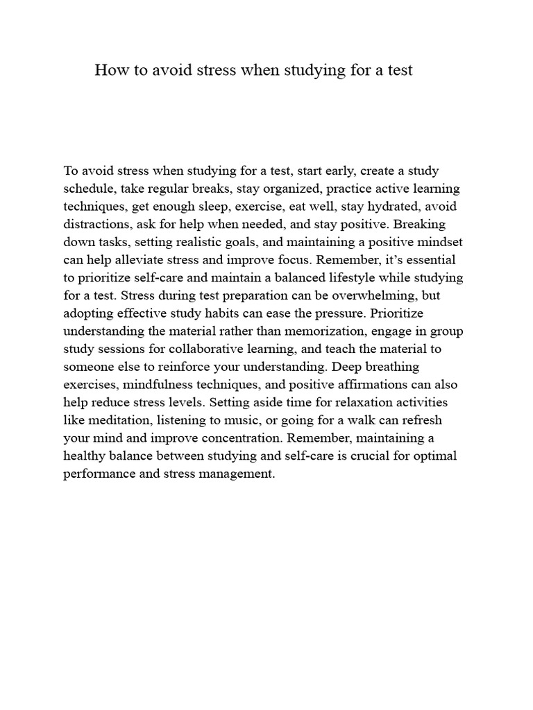 Stress-Free Test Study Tips | PDF | Career & Growth | Lifestyle