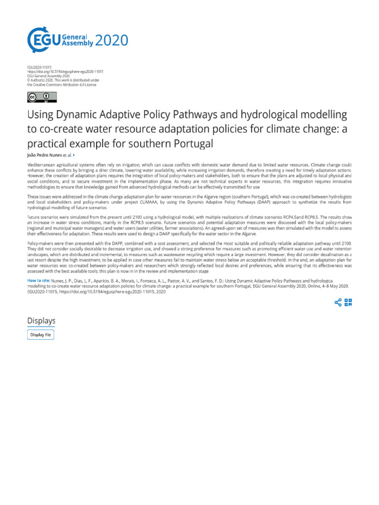 15.using Dynamic Adaptive Policy Pathways and Hydrological Modelling To Co-Create Water Resource ...