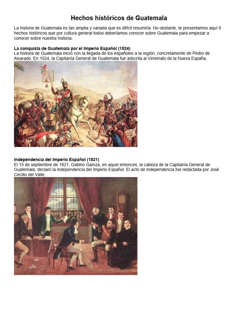 9 Hechos Históricos de Guatemala | PDF | Guatemala | Centroamérica