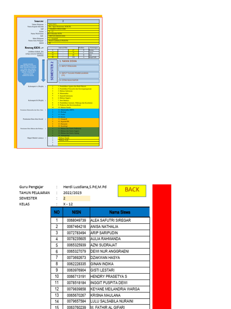 Nilai Rapot Mapel Geo Kls X-12 | PDF