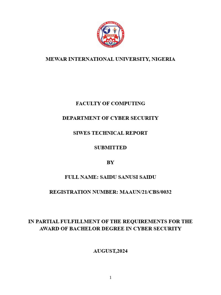 Siwes Report of Saidu Sanusi Saidu | PDF | Malware | Encryption