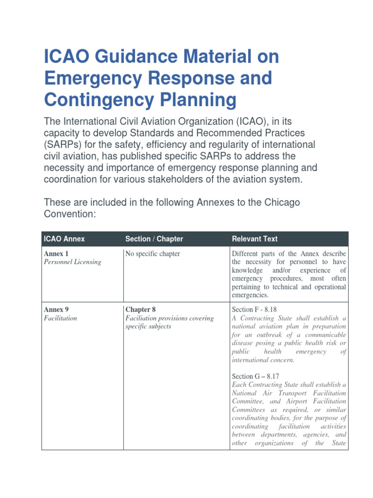 ICAO Emergency Response Planning Guide | PDF | Emergency Management | Air Traffic Control