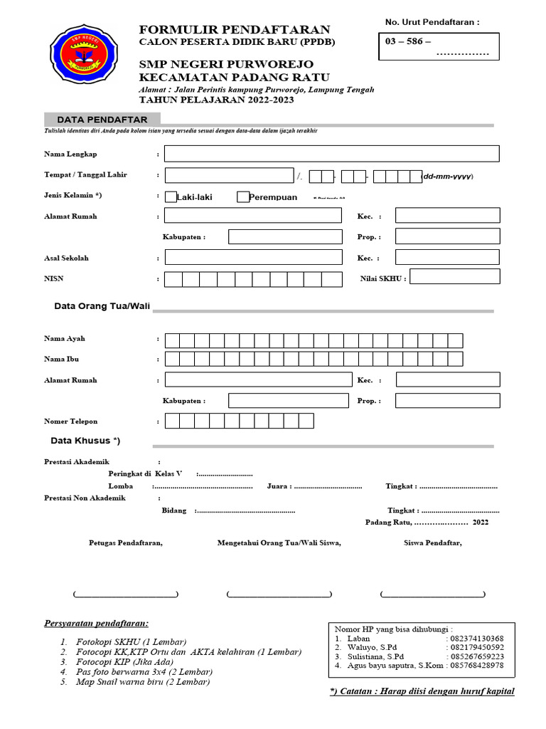 Formulir Pendaftaran | PDF