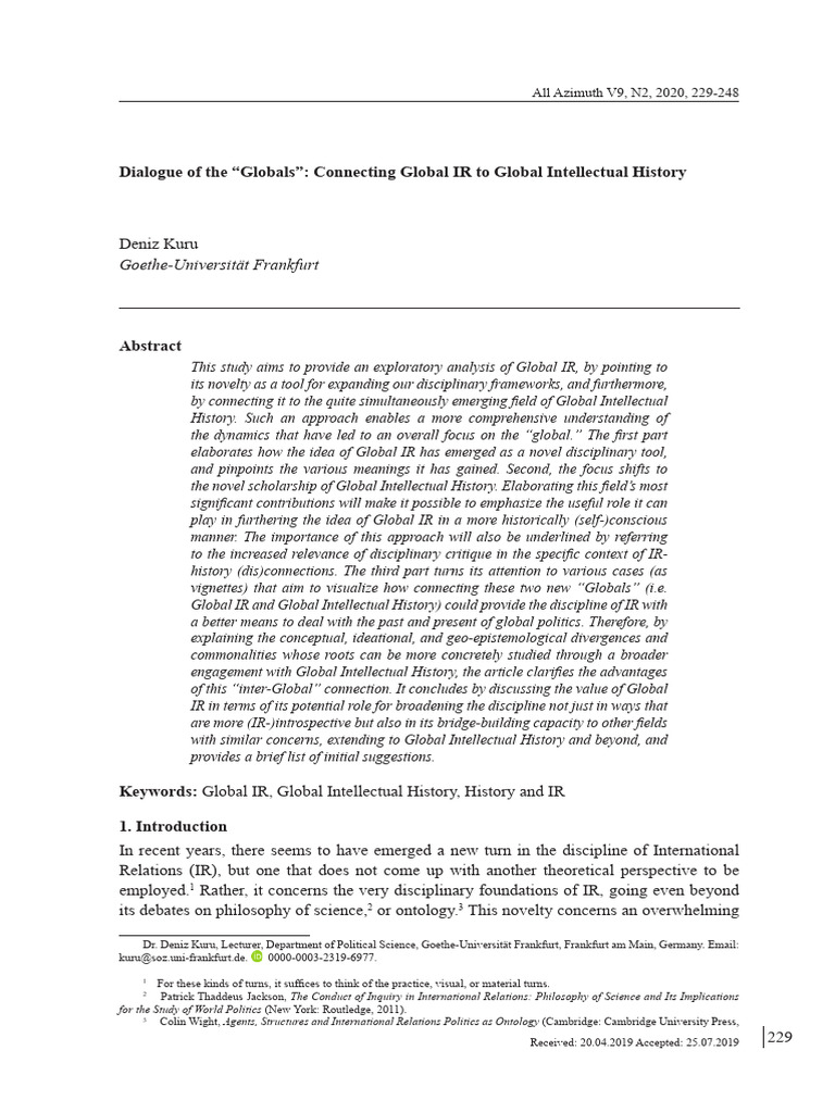 Kuru, Connecting Global IR and Global Intellectual History | PDF ...