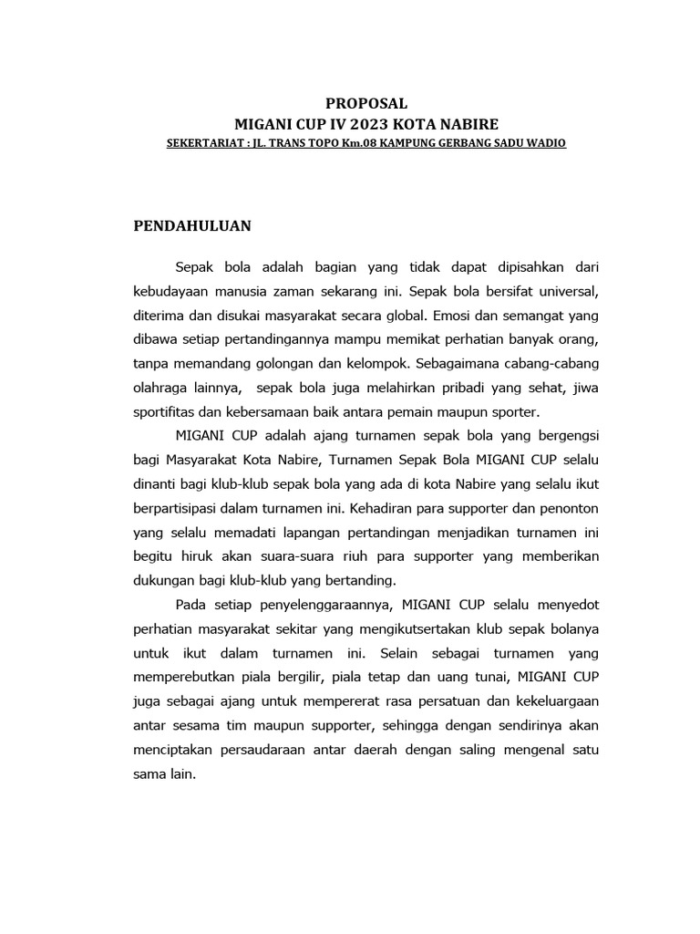 Turnamen Sepak Bola MIGANI CUP IV 2023 | PDF