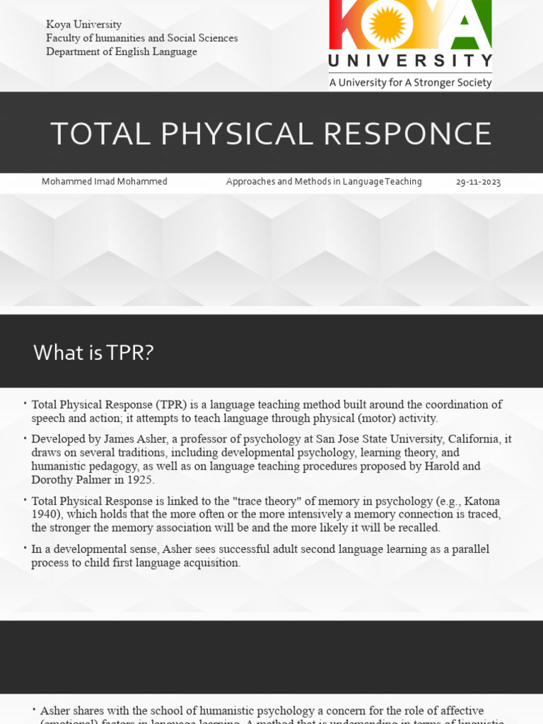 Total Physical Response | PDF | Behavior Modification | Psychology