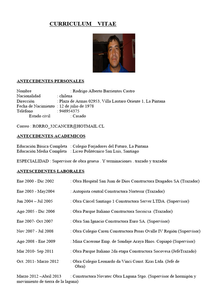Curriculum Vitae Rodrigo Barrientos-2 | PDF