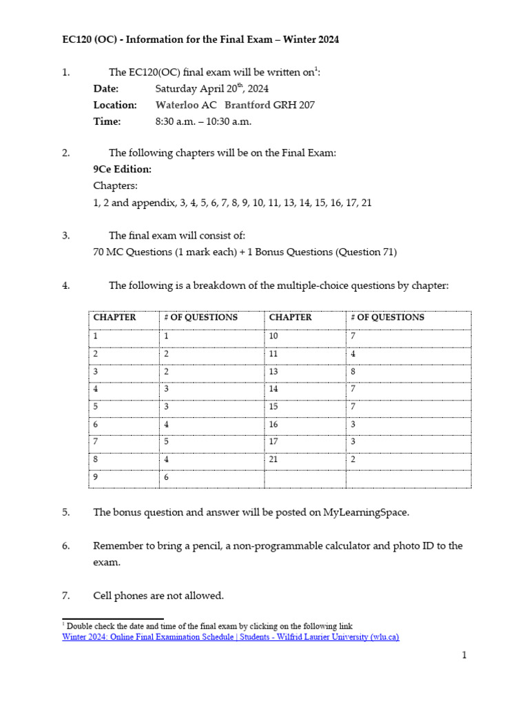 EC120OC - Final Exam Info W2024 | PDF | Quiz | Multiple Choice