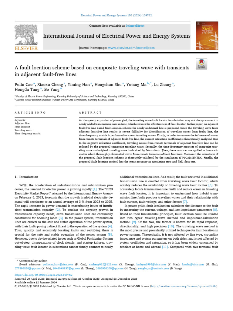 A Fault Location Scheme Based On Composite TR - 2024 - International Journal of | PDF | Electric ...