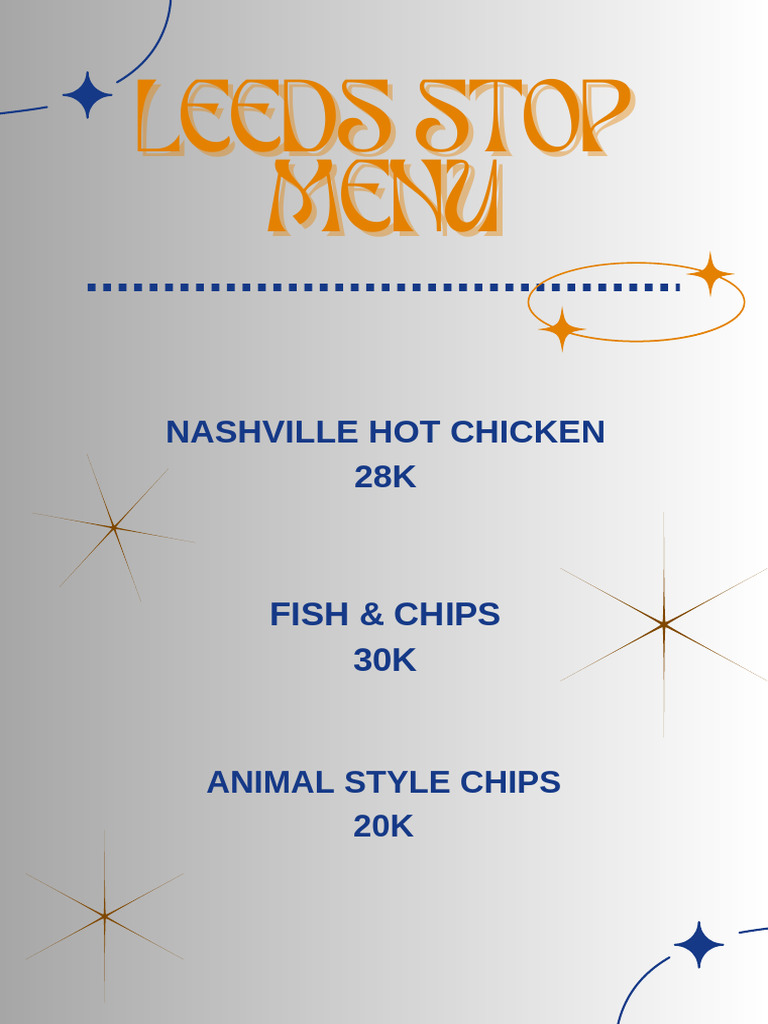 Menu Leeds Stop PDF | PDF | Cooking, Food & Wine | Science & Mathematics