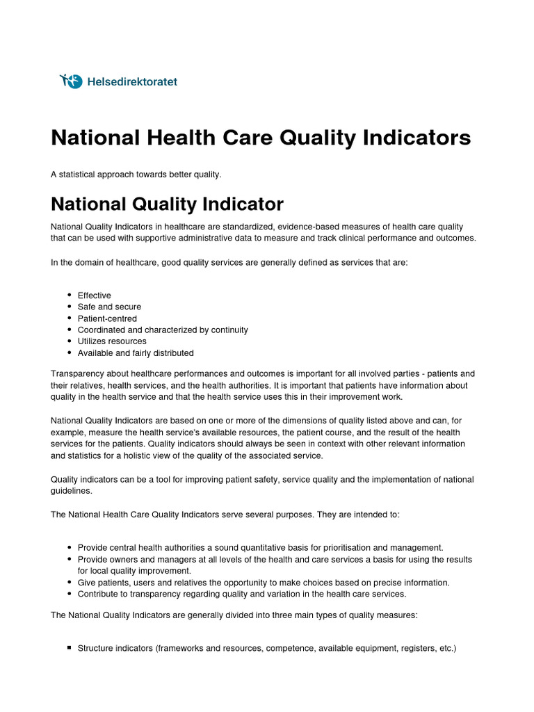 National Health Care Quality Indicators | PDF | Health Care | Public ...