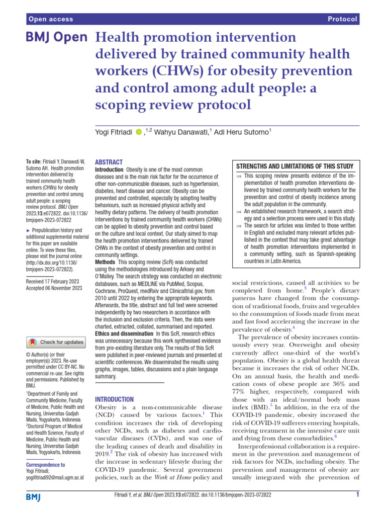 Health Promotion Intervention | PDF | Obesity | Non Communicable Disease