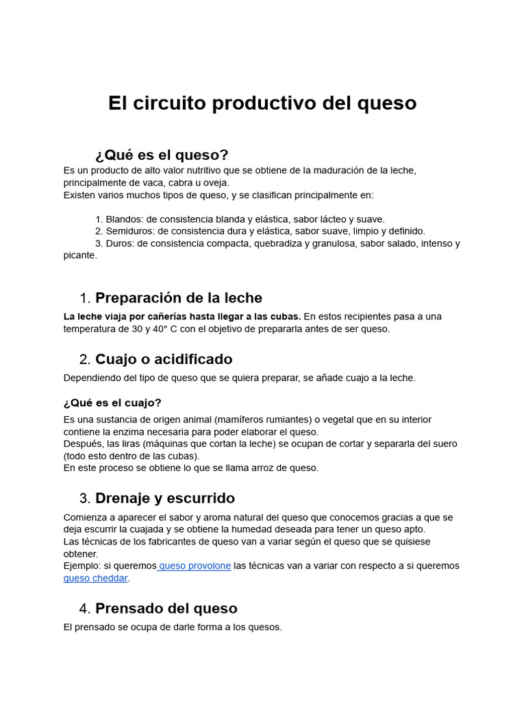 Circuito Productivo Del Queso | PDF | Queso | Leche