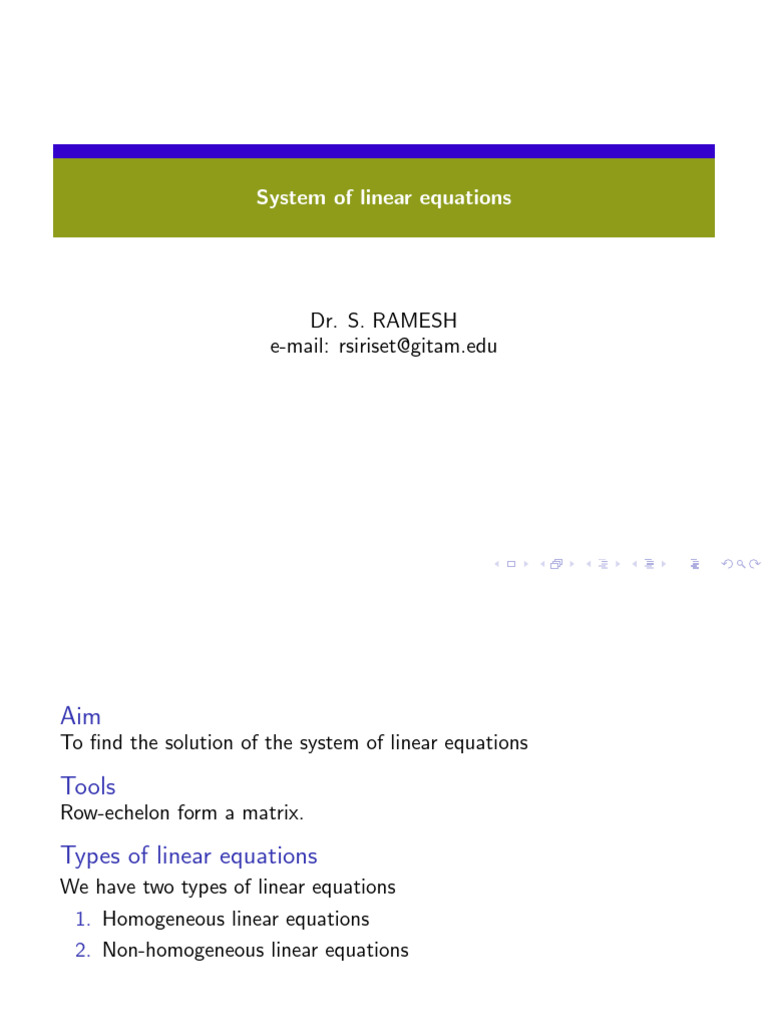 System of Linear Equation | PDF | System Of Linear Equations | Equations