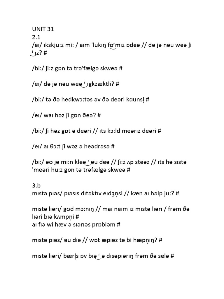 Transcriptions Unit 30 y 31 | PDF
