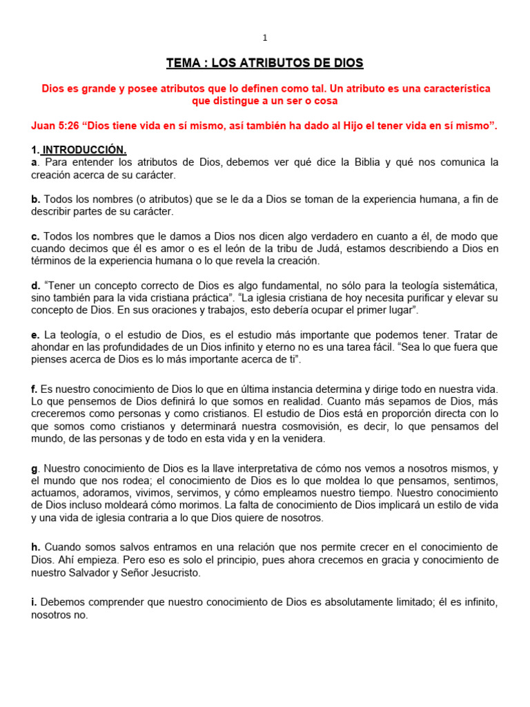 Los Atributos De Dios 1 4 Pdf Dios Santo