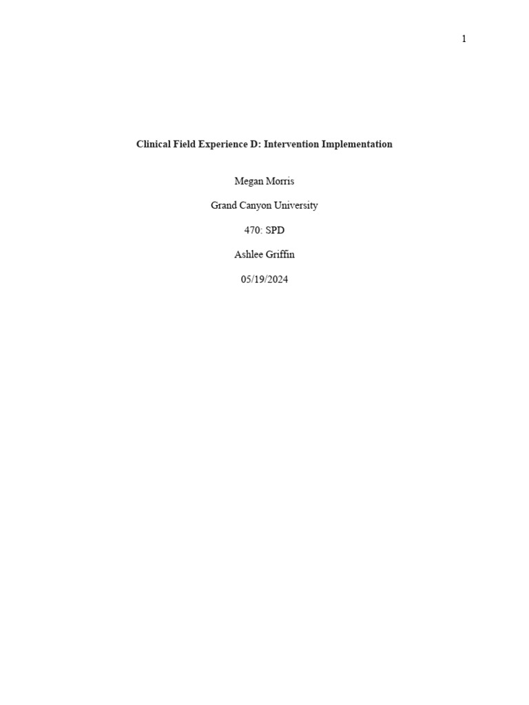 Clinical Field Experience D - Intervention Implementation | PDF | Conceptual Model | Special ...