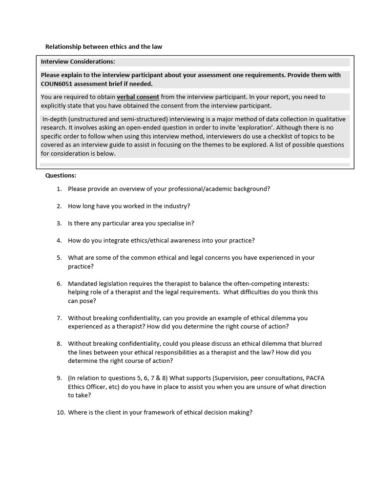 Ethics Interview Questions | PDF