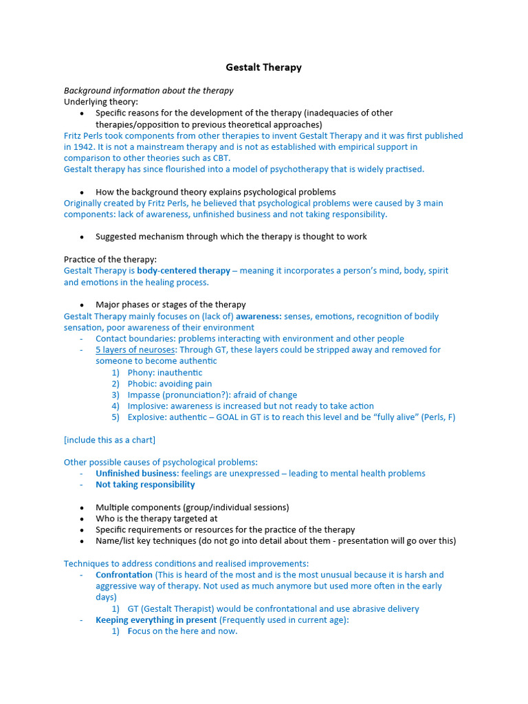 1fact Sheet - Gestalt Theory | PDF | Psychotherapy | Gestalt Therapy