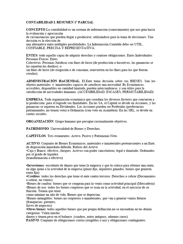 Contabilidad I Resumen | PDF | Contabilidad | Hoja de balance