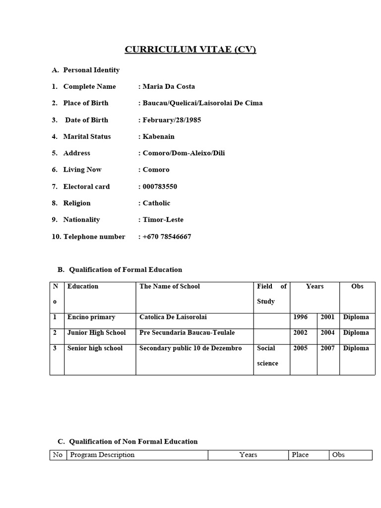 CURRICULUM VITAE Maria | PDF