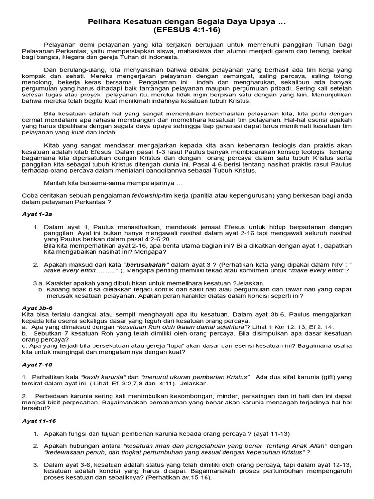 Bahan PA (Efesus 4) Salinan | PDF
