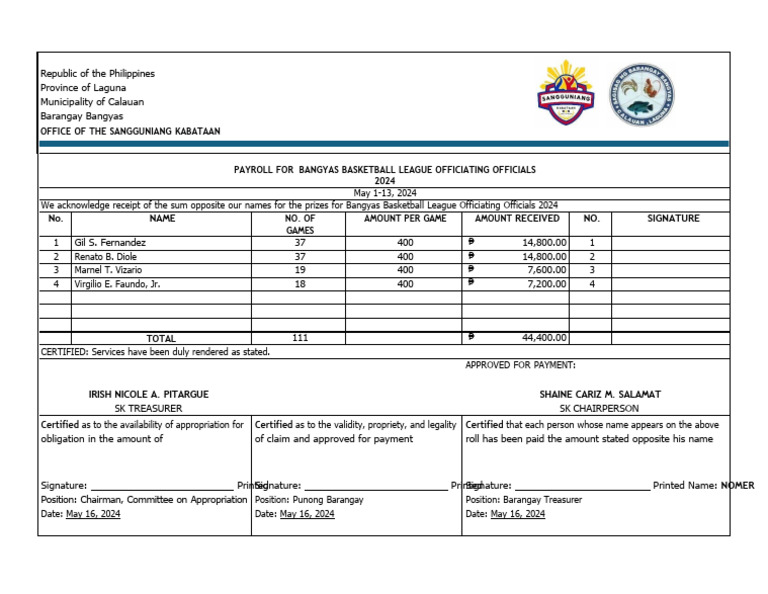 Payroll Referee May 1-13 | PDF