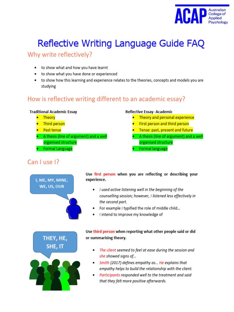 Reflective Writing Language Guide. | PDF | Experience | Theory