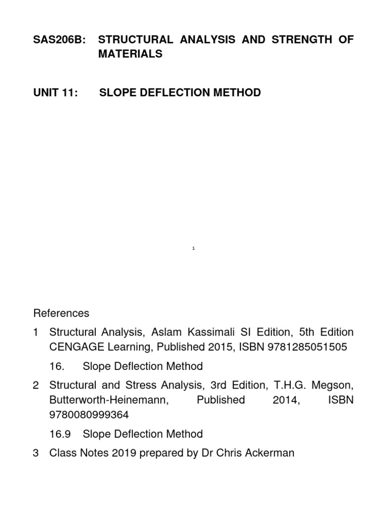 Slope Deflection Method in Structural Analysis | PDF | Bending | Force
