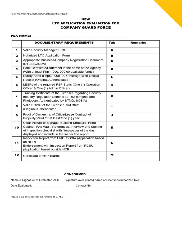 LTO Evaluation for Security Guard Force | PDF