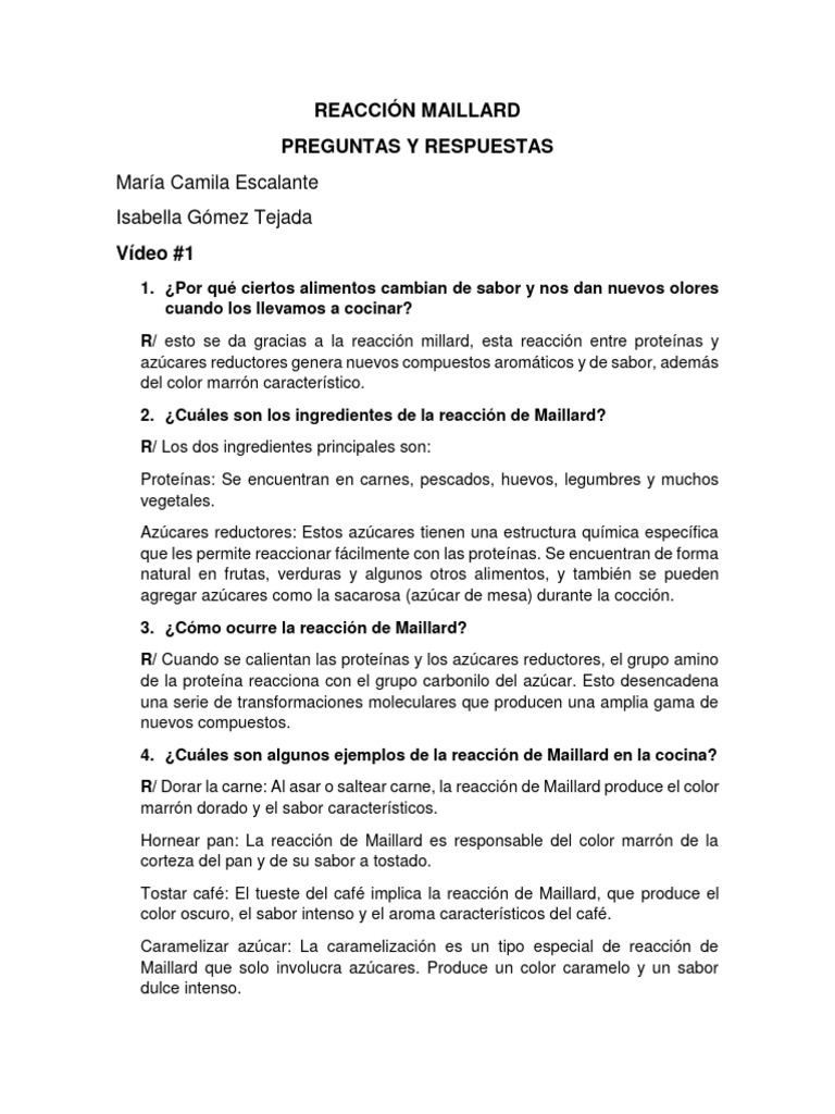 Reacción Maillard | PDF | Cocinando | Ciencia de los Alimentos